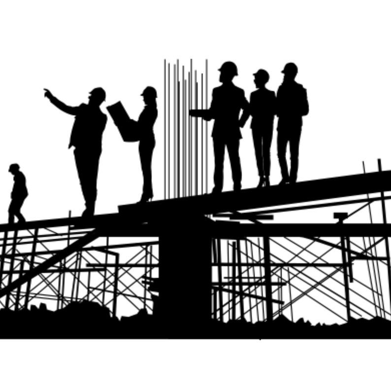 Silhouette of Engineer and Worker on Building Site SVG Png.female ...