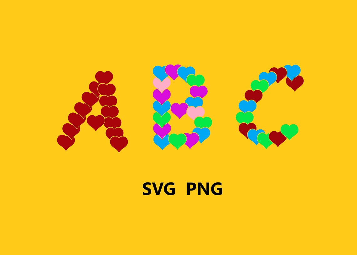Heart Alphabet Svg Png.heart Letters Svg Png.heart Font Svg Png.love ...