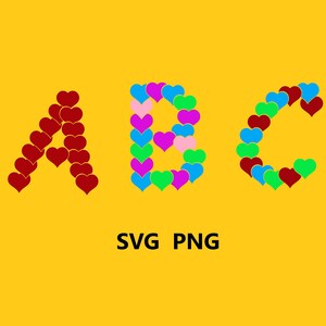 Heart Alphabet Svg Png.heart Letters Svg Png.easter Font Invitation ...