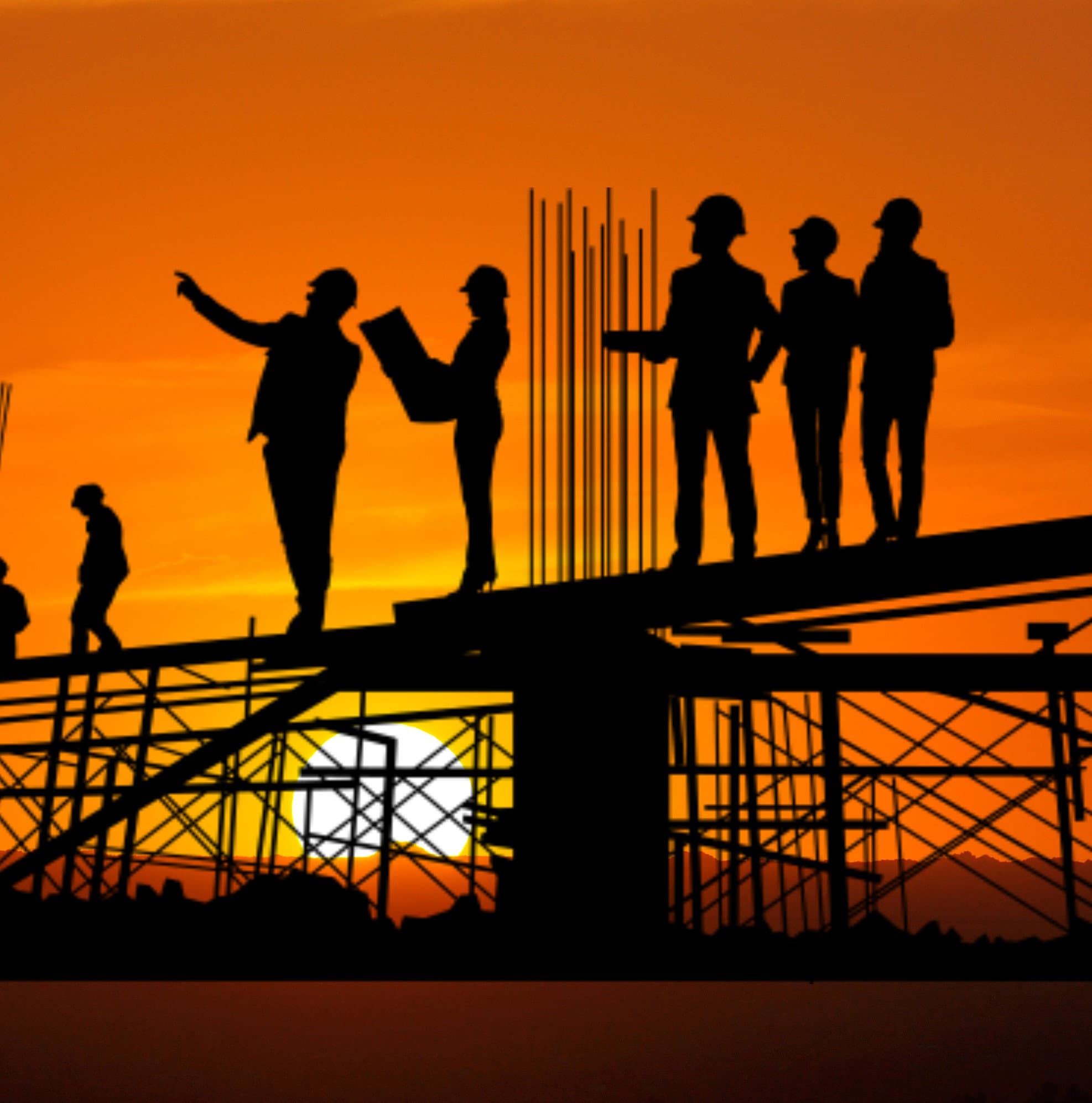 Silhouette of Engineer and Worker on Building Site SVG Png.female ...
