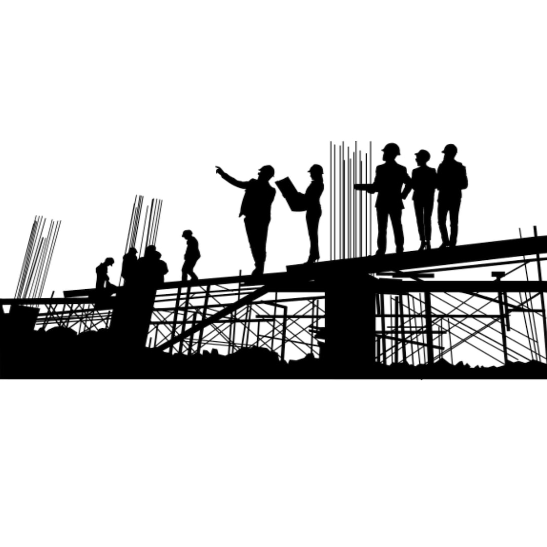 Silhouette of Engineer and Worker on Building Site SVG Png.female ...