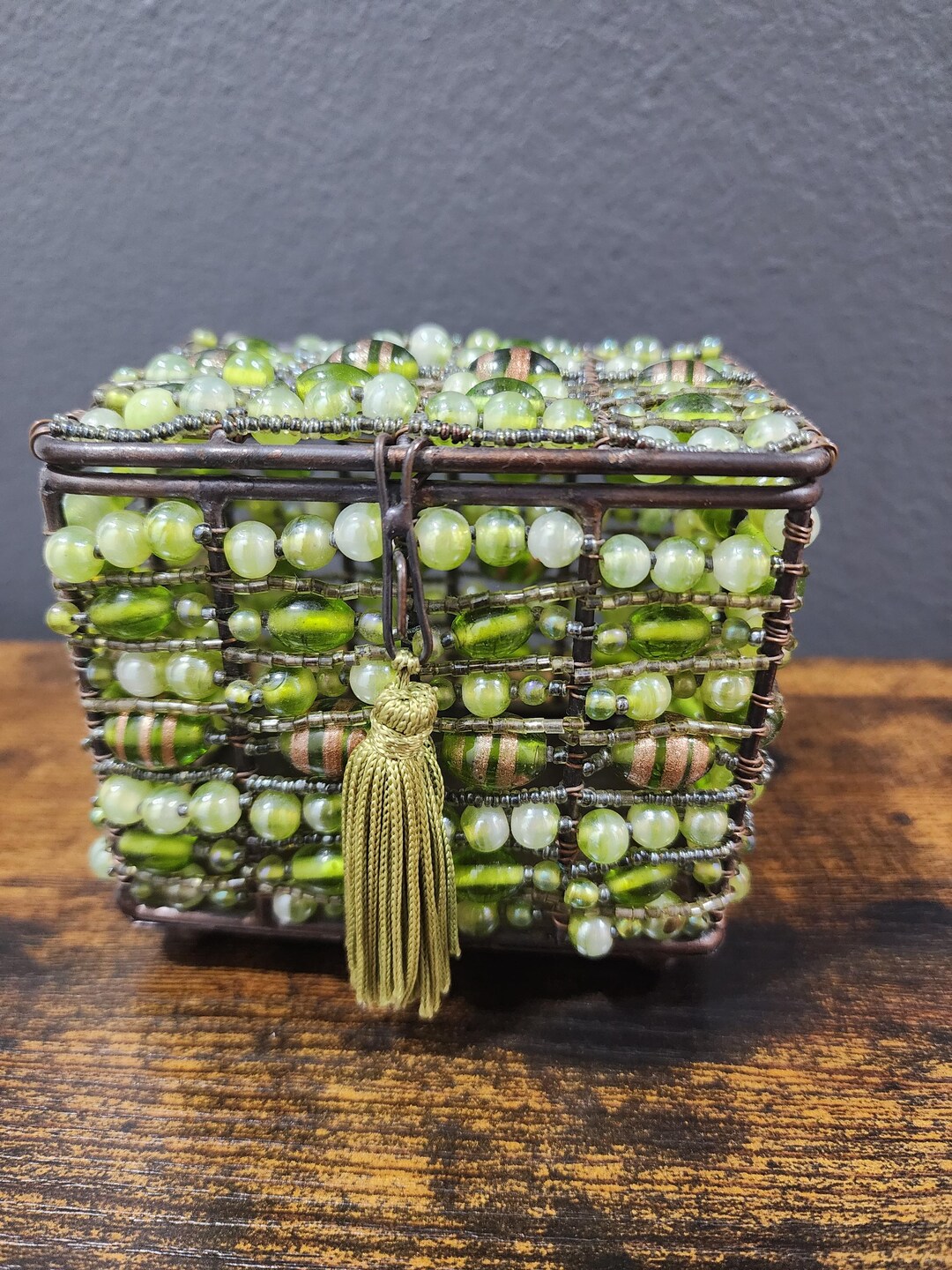 Vintage Glass Beaded Jewelry Box/ Trinket Box - Etsy