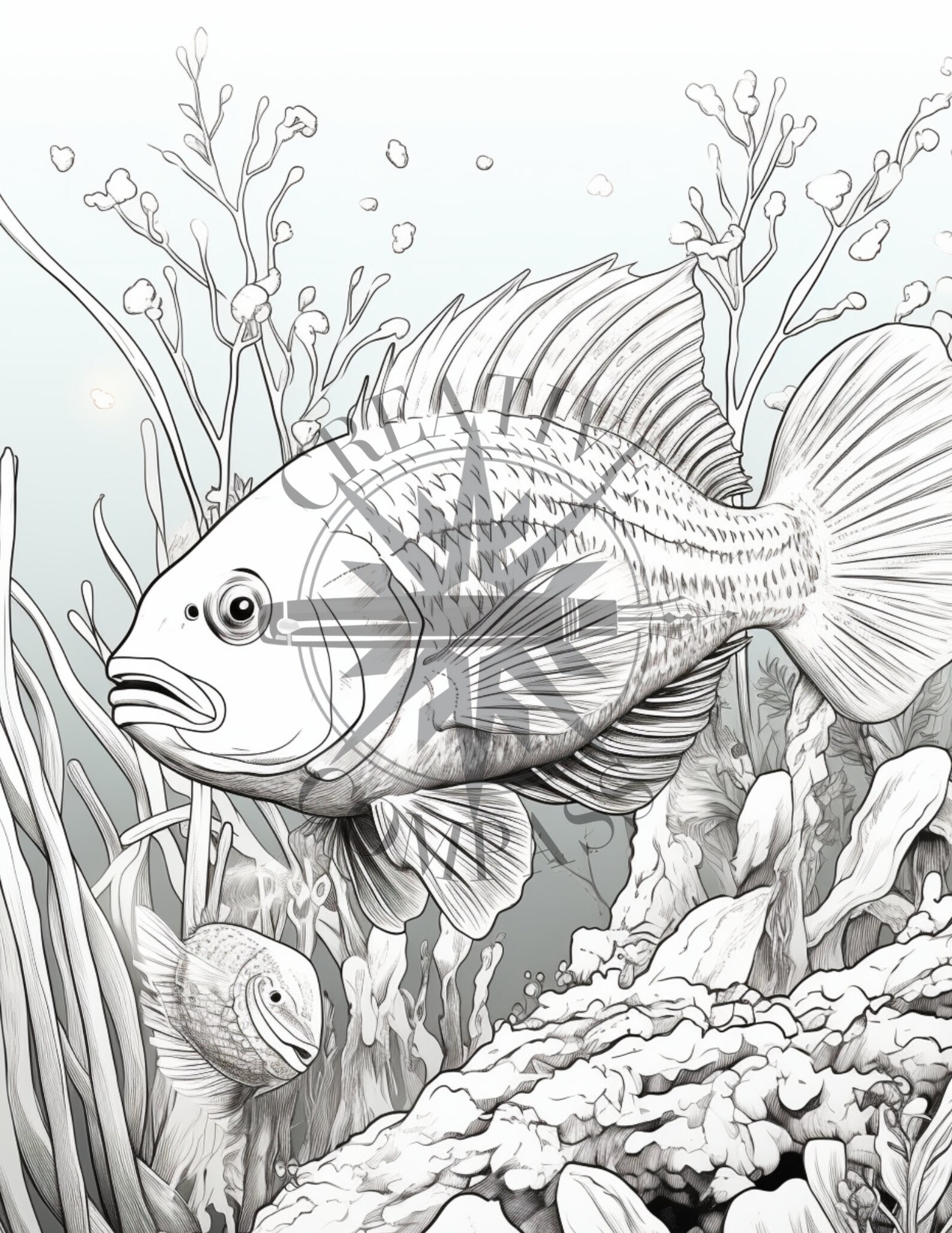Underwater Seascapes Coloring Book: Underwater Fantasy, Creatures and ...