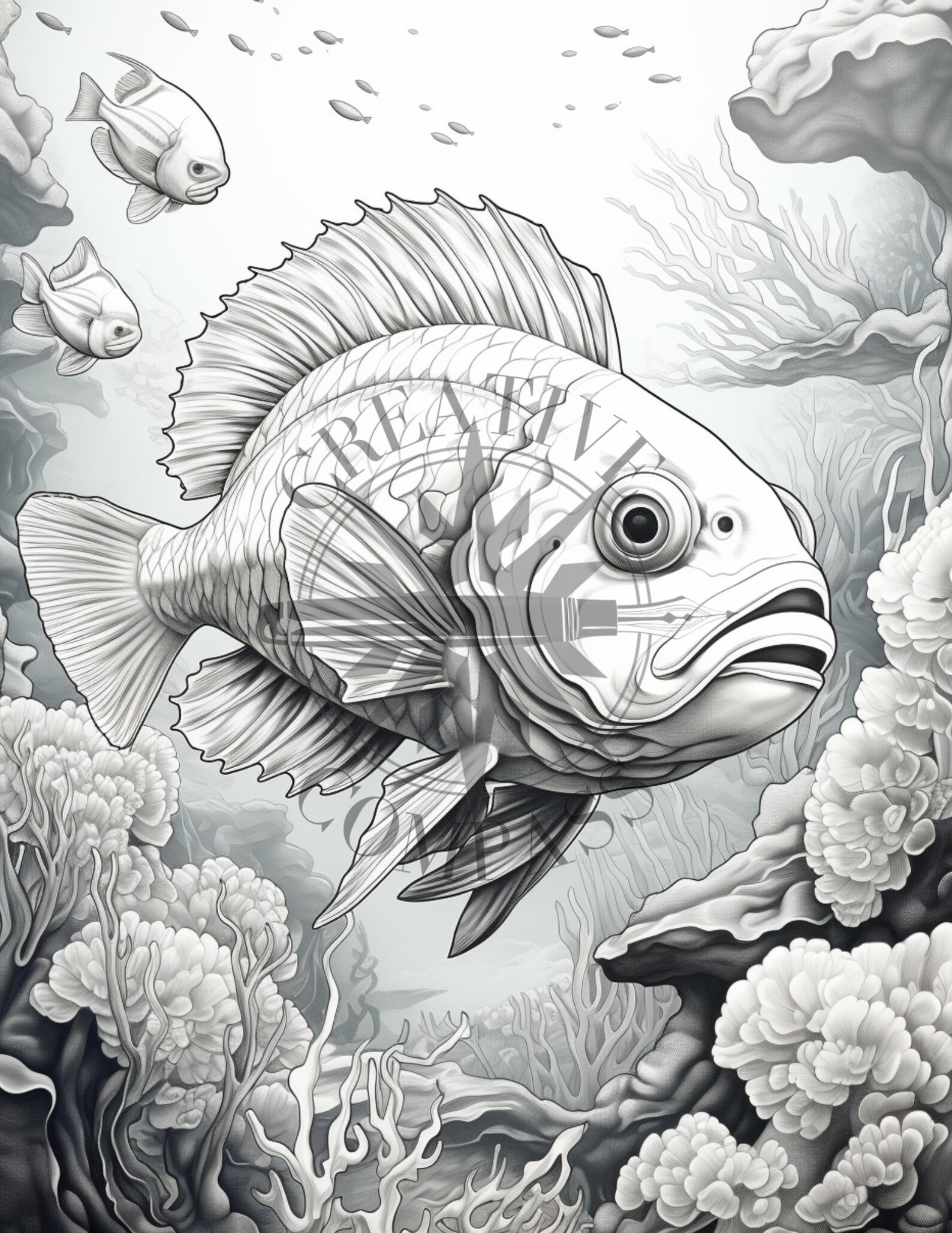 Underwater Seascapes Coloring Book: Underwater Fantasy, Creatures and ...