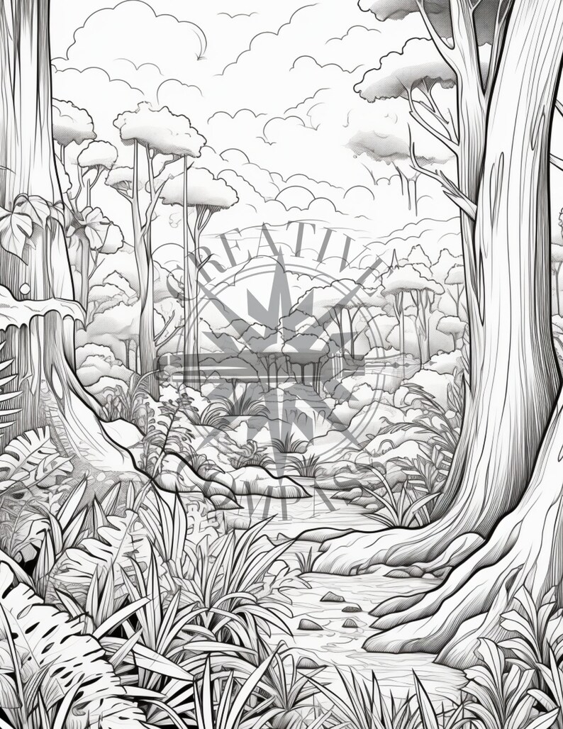 Jurassic Journeys: Prehistoric Landscapes Coloring Book, 100 ...