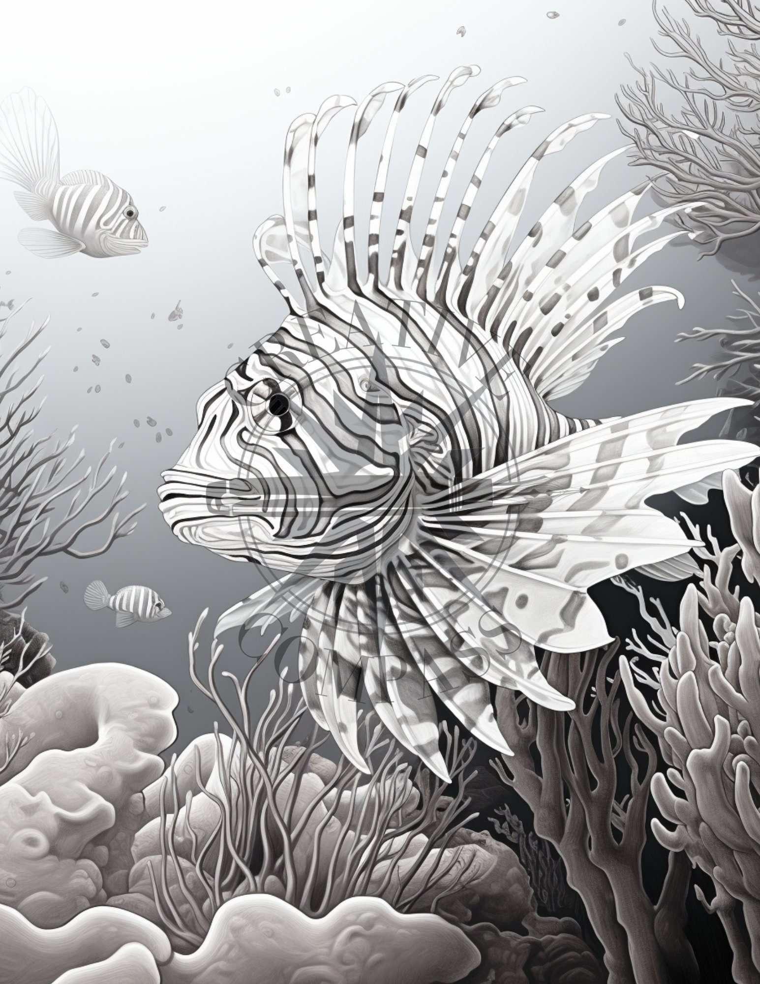 Underwater Seascapes Coloring Book: Underwater Fantasy, Creatures and ...