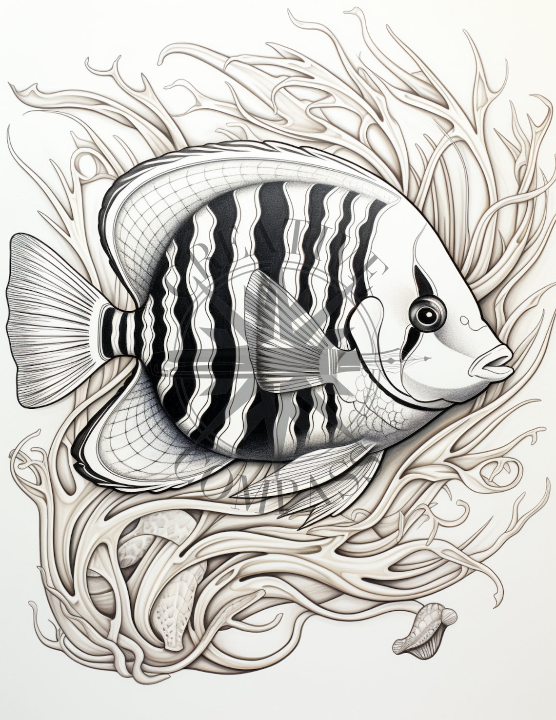 Underwater Seascapes Coloring Book: Underwater Fantasy, Creatures and ...