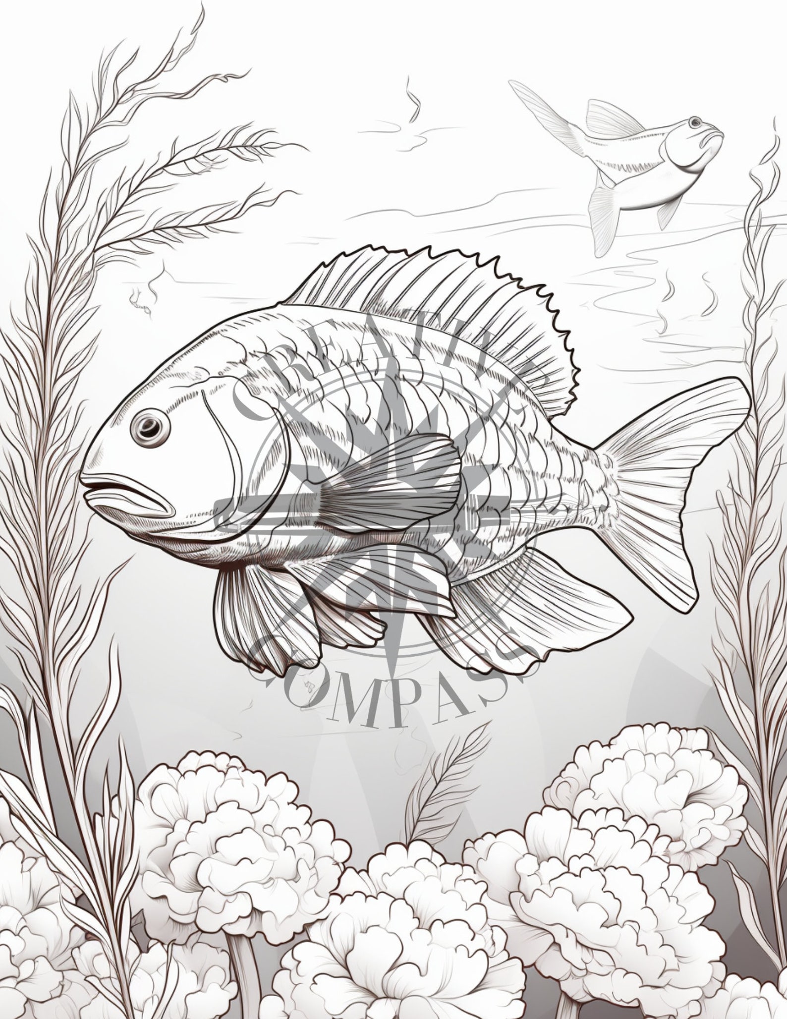Underwater Seascapes Coloring Book: Underwater Fantasy, Creatures and ...