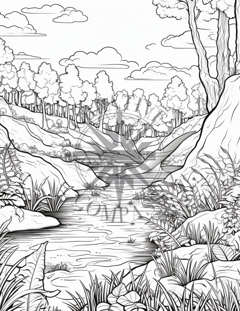 Jurassic Journeys: Prehistoric Landscapes Coloring Book, 100 ...
