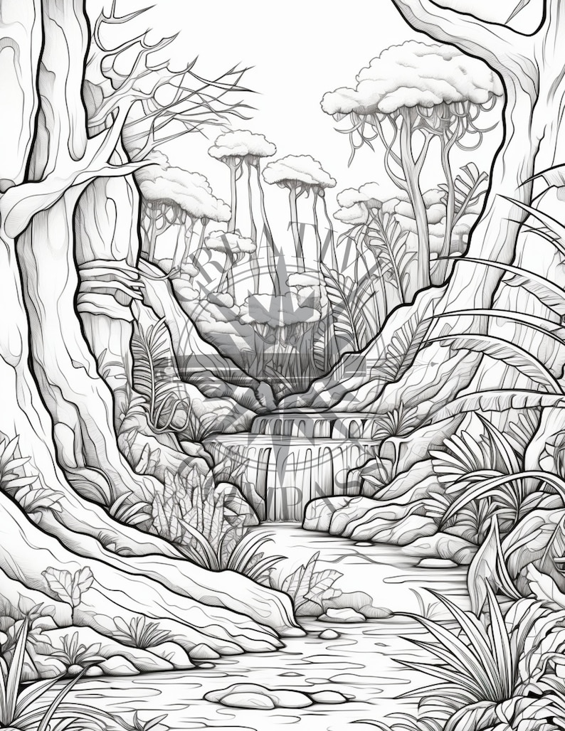 Jurassic Journeys: Prehistoric Landscapes Coloring Book, 100 ...