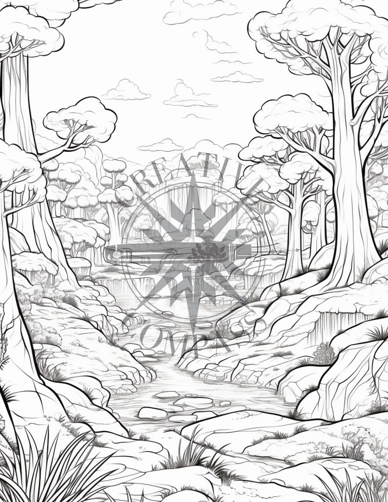 Jurassic Journeys: Prehistoric Landscapes Coloring Book, 100 ...