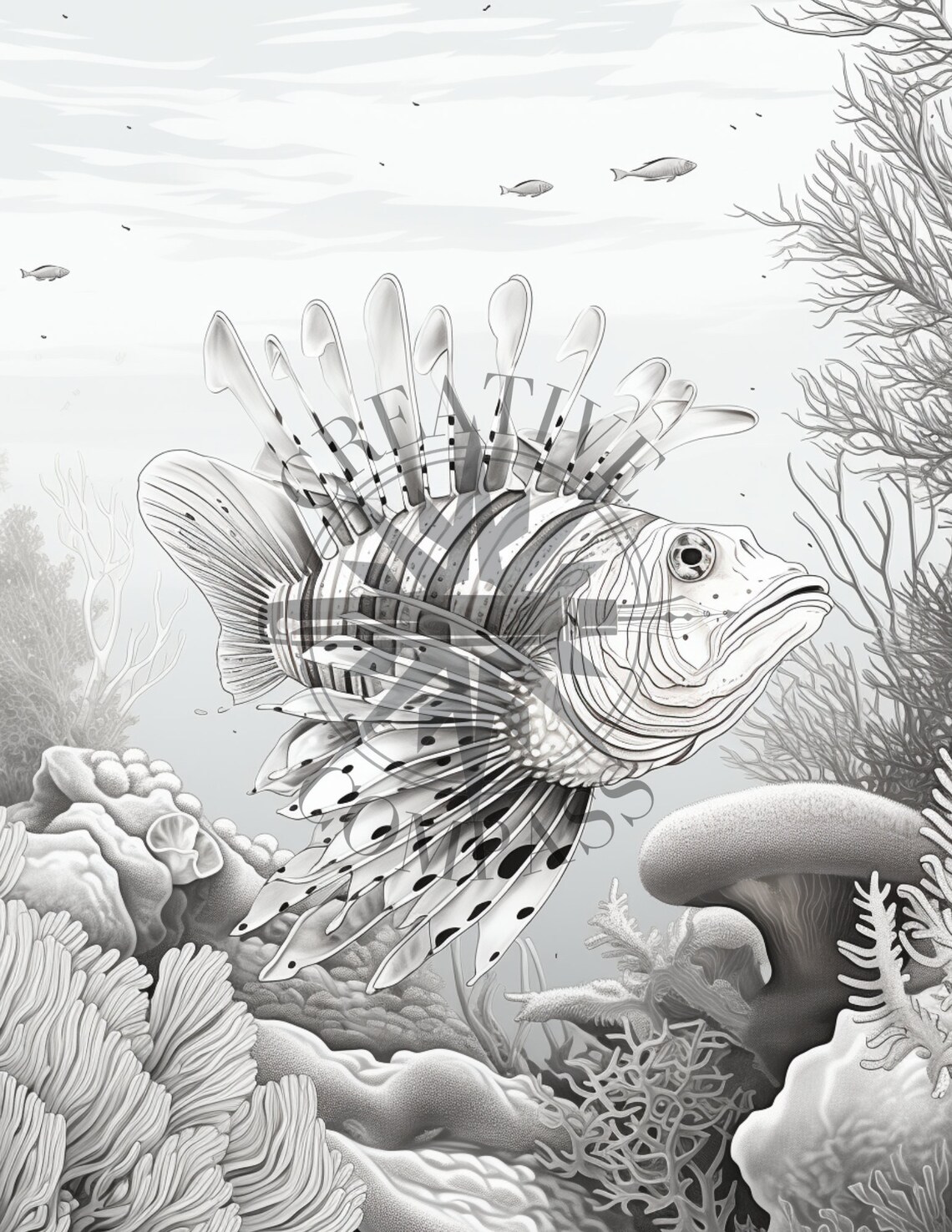 Underwater Seascapes Coloring Book: Underwater Fantasy, Creatures and ...
