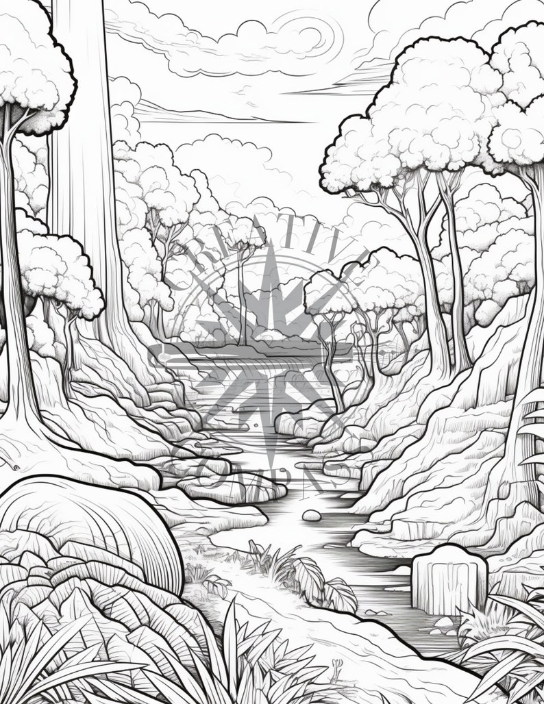 Jurassic Journeys: Prehistoric Landscapes Coloring Book, 100 ...