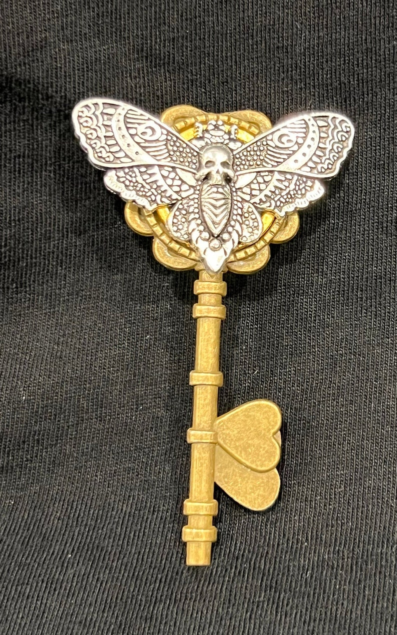 Mystic Moth & Antique Key Handmade Brooch - Etsy