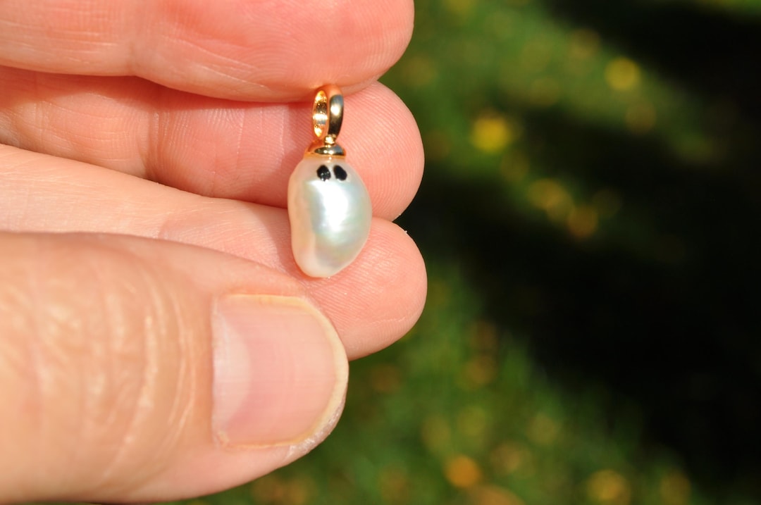Pearl Ghost Charm, 14K Gold Filled, Tiny Pearl - Etsy
