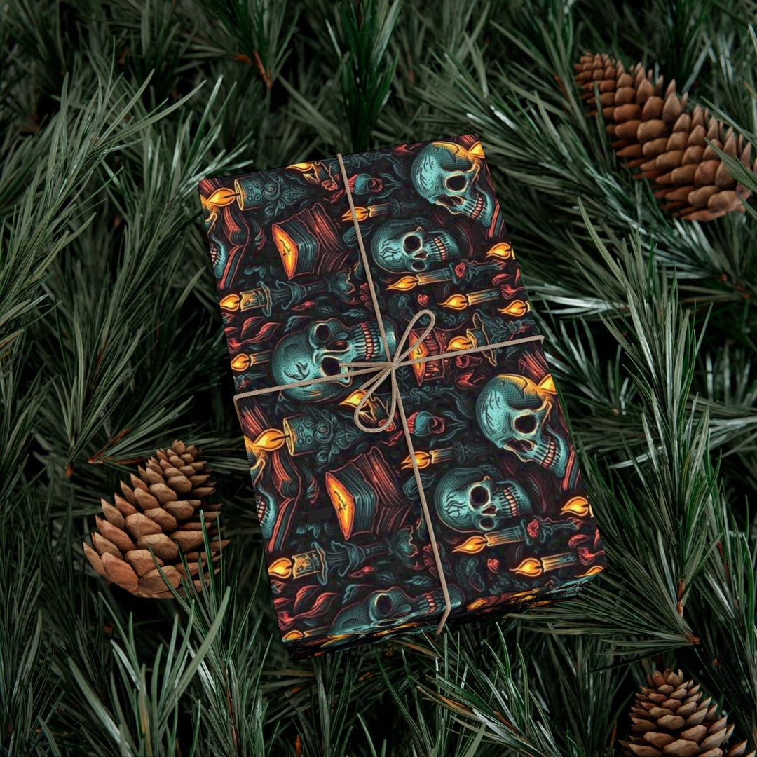 Necromancer Skull Gift Wrap Paper, D&D Fun Dark Macabre Creepy Gift ...