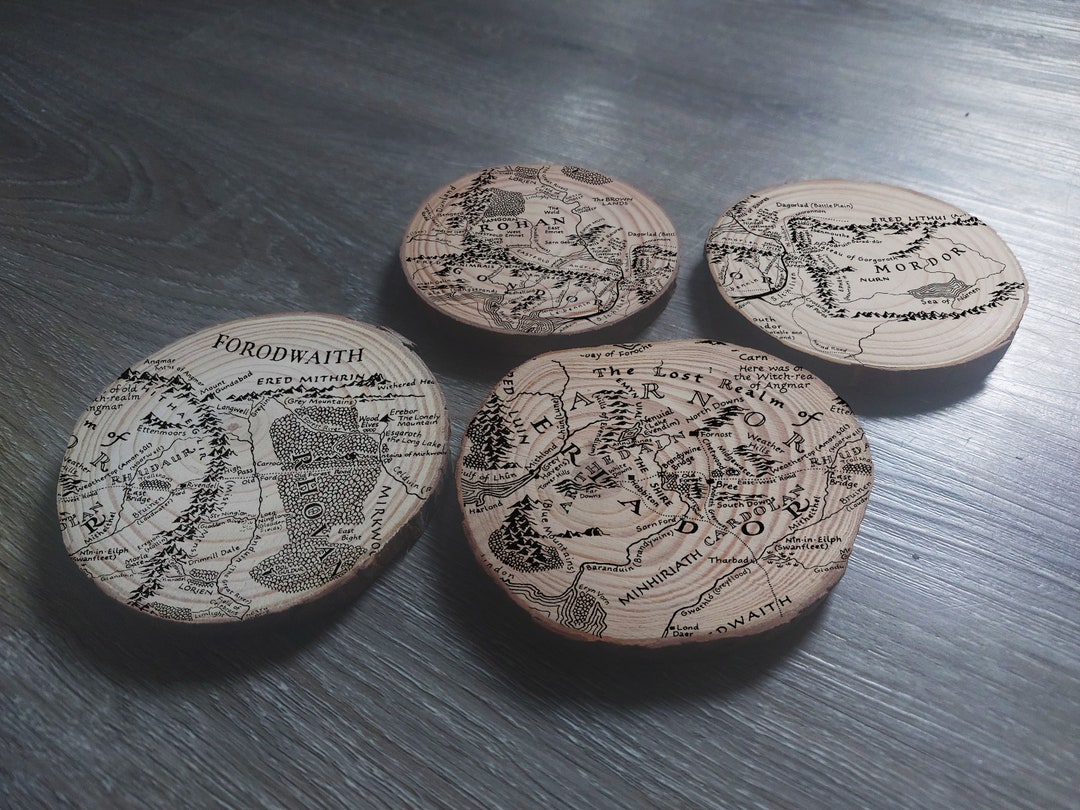 Lord of the Rings Beer Mats, LOTR Map Coasters, Wood Tolkien Mats - Etsy