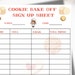 Cookie Bake off Sign-up Sheet,printable Contest Form, Printable Cookie ...