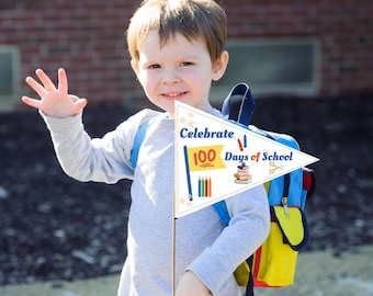 100th Day of School Printable Pennant Flags for Classroom Celebration ...
