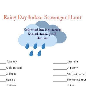 Printable Scavenger Hunt Game for Rainy Day - Etsy