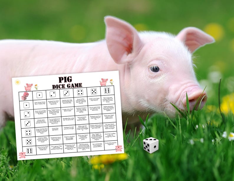 Pig Dice Game, Pig Themed Party Game,funny Farm Party Game, Barnyard ...