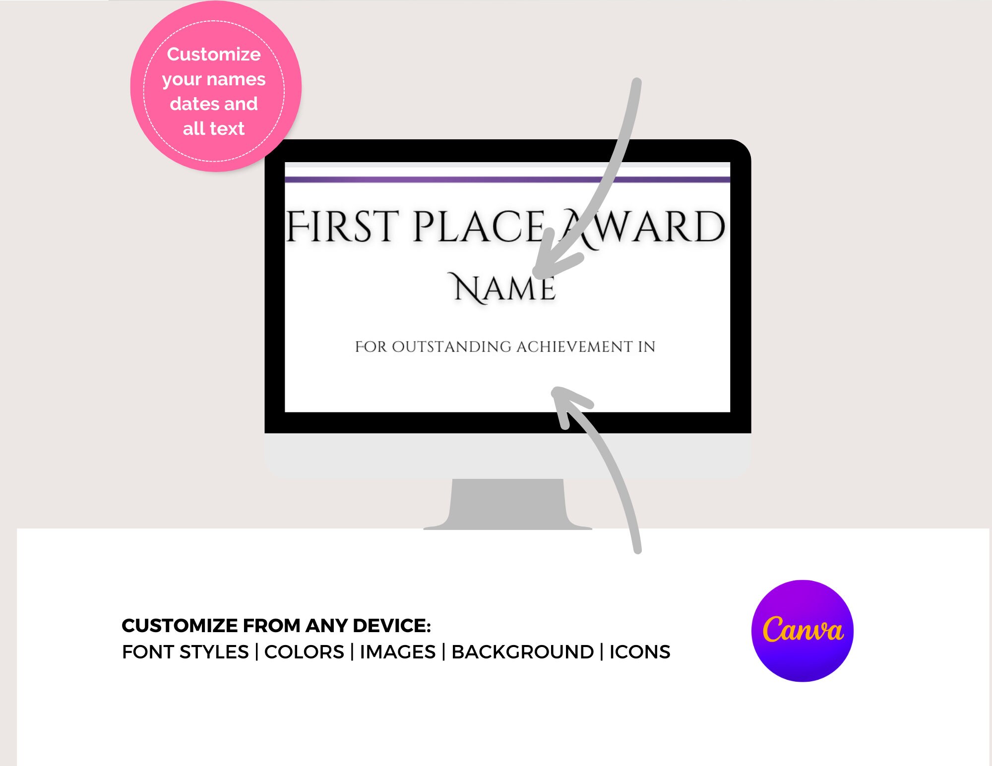 First Place Award Certificate - Etsy