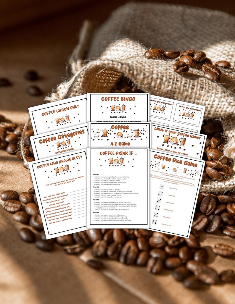 Coffee Games Bundle: Printable Cafe Party Activities, - Etsy