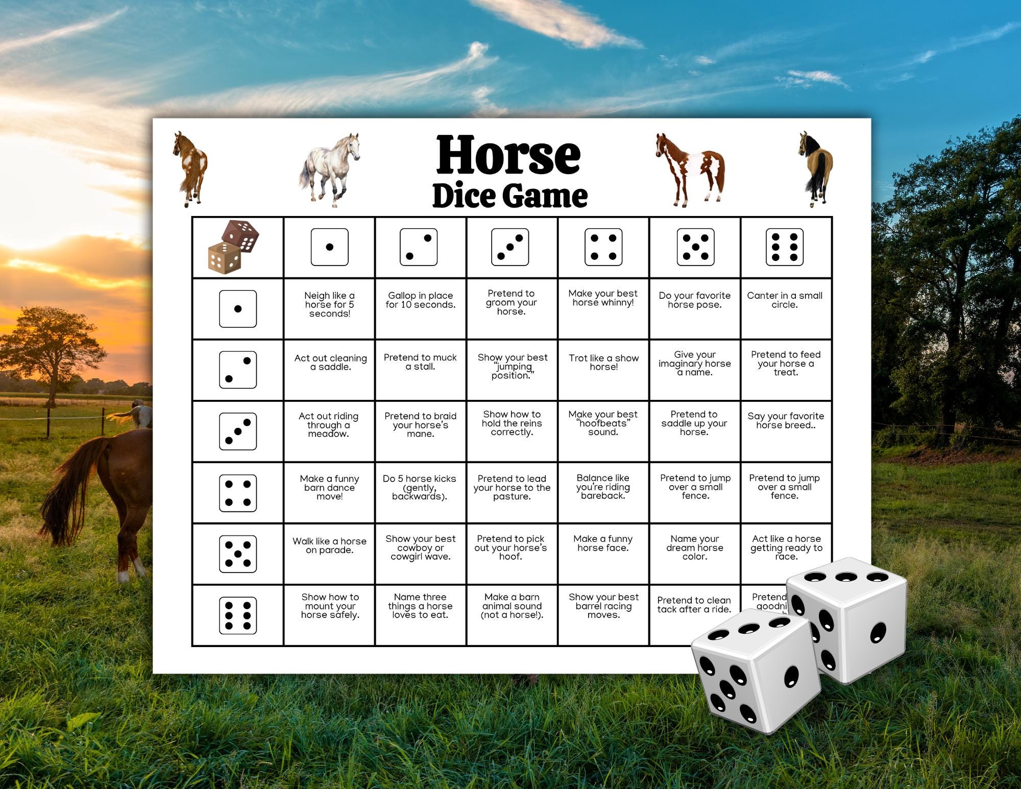 Horse Dice Game,funny Horse Party Game, Farm Animal Game, Family or ...