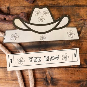 Printable Cowboy/cowgirl Hat Paper Crown: Kids Coloring Craft (PDF ...