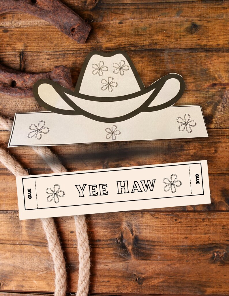 Printable Cowboy/cowgirl Hat Paper Crown: Kids Coloring Craft (PDF ...