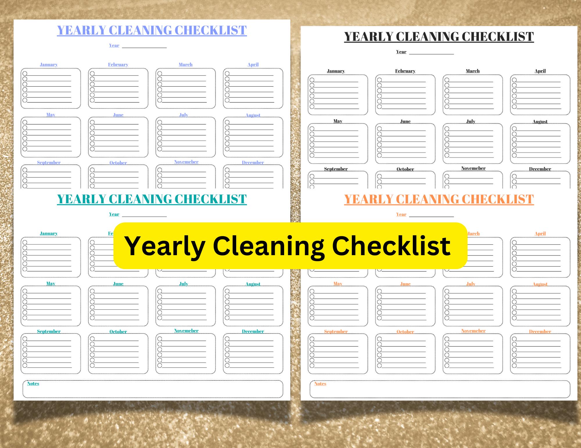 Yearly Cleaning Checklist,printable Cleaning Tasks , Cleaning Checklist ...