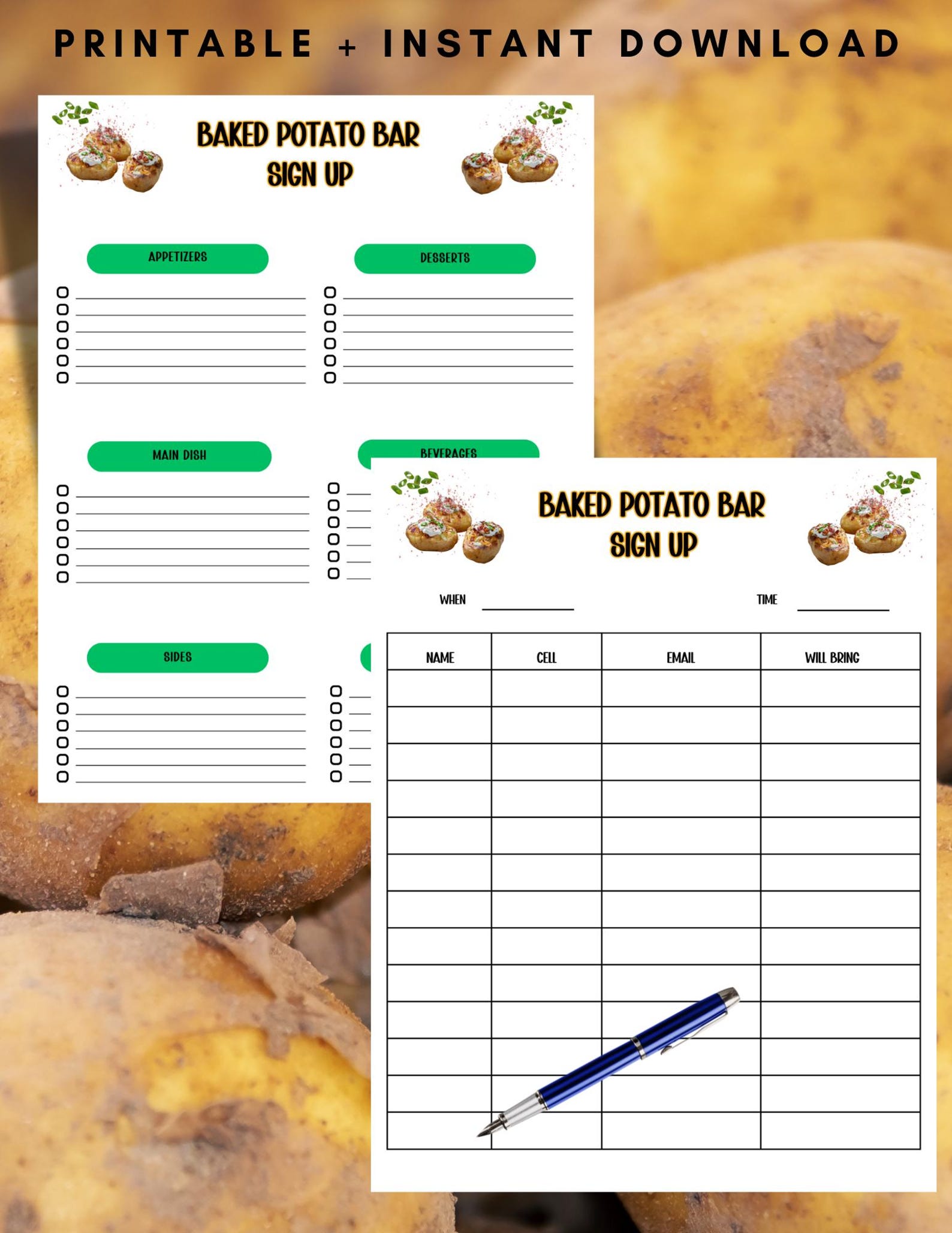 Baked Potato Bar Kit: Printable Potato Party,ultimate Baked Potato Bar ...