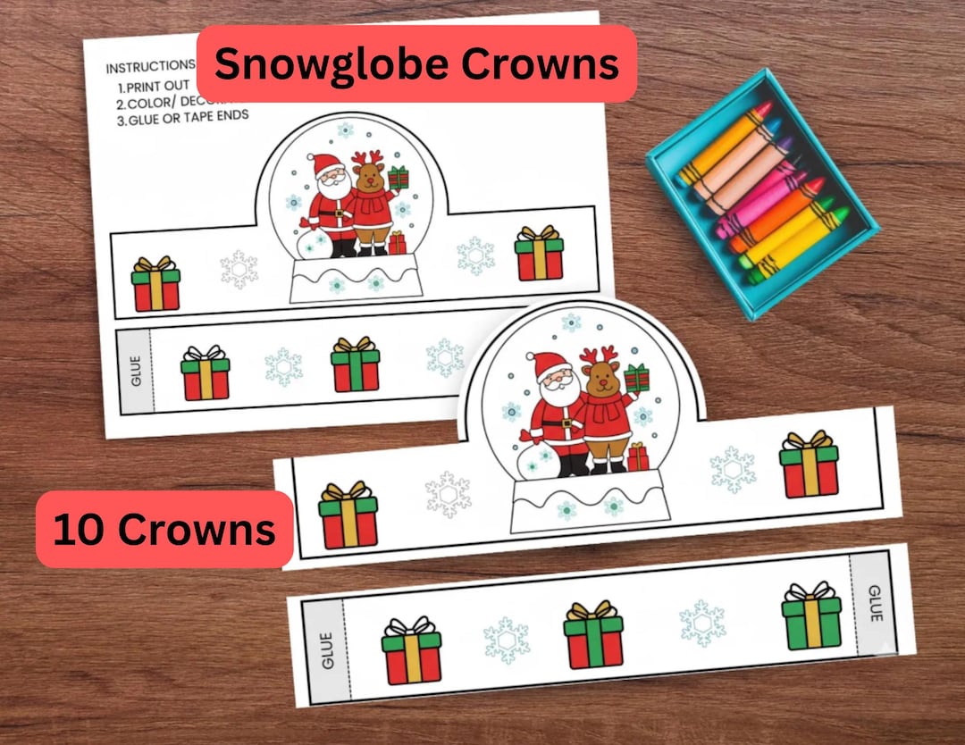 Christmas Paper Crowns Coloring Activity Printable Kids Craft Christmas ...