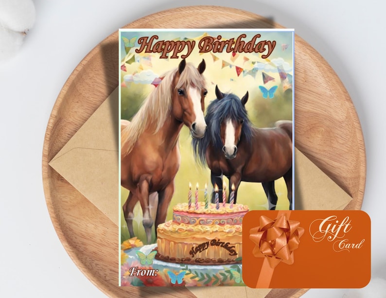 Printable Happy Birthday Gift Card Holder for the Equestrian,horse ...