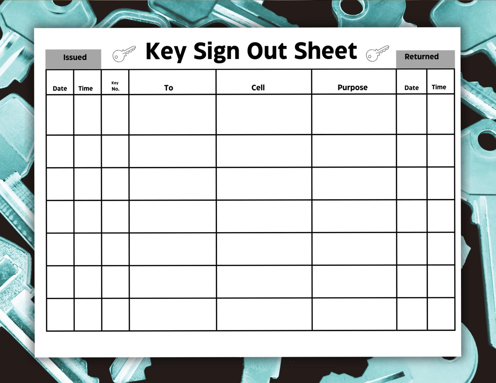 Printable Key Sign Out Sheet,key Log Template,key Sign Out Sheet ...