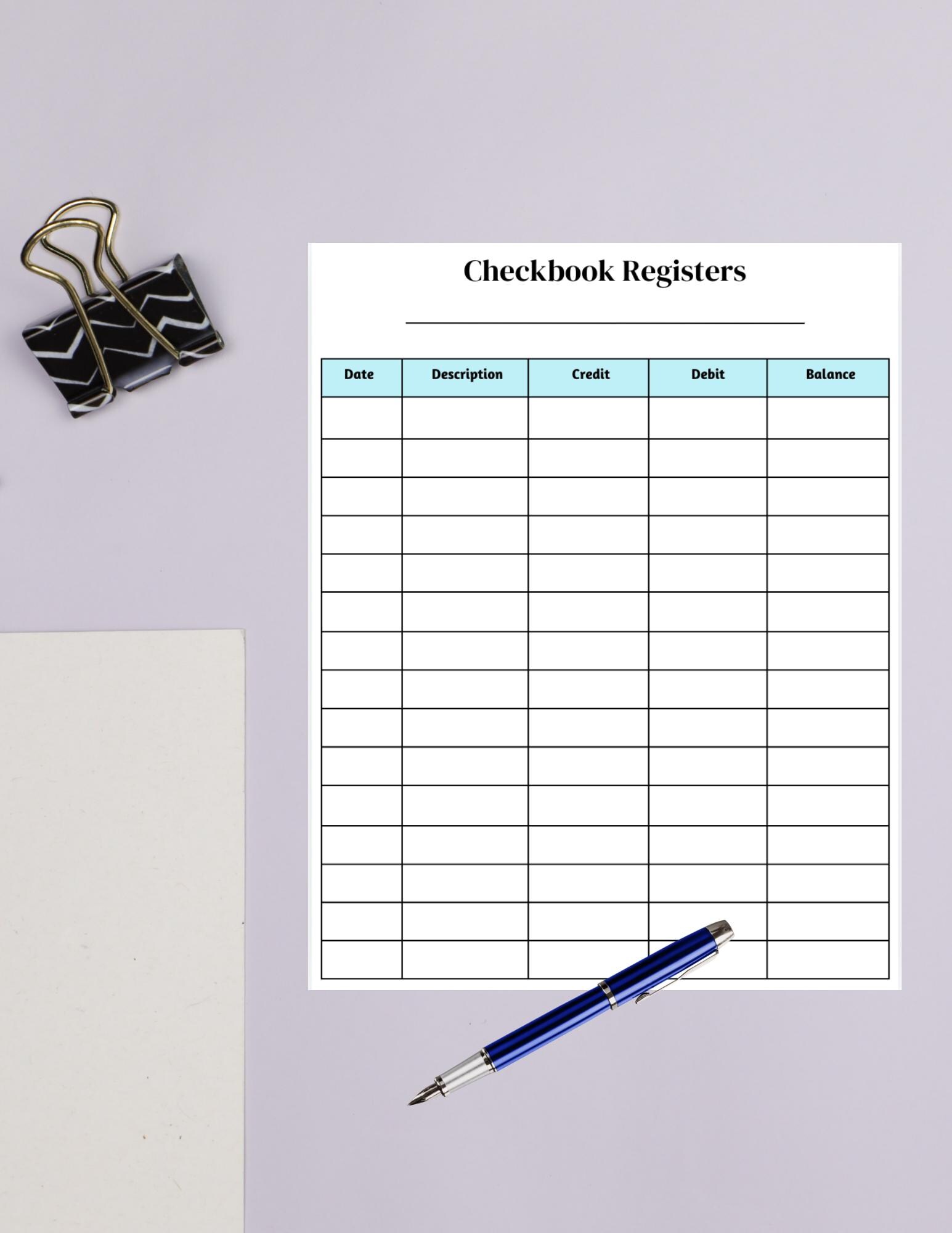 Printable Check Register for Personal and Business Use ,bookkeeping ...