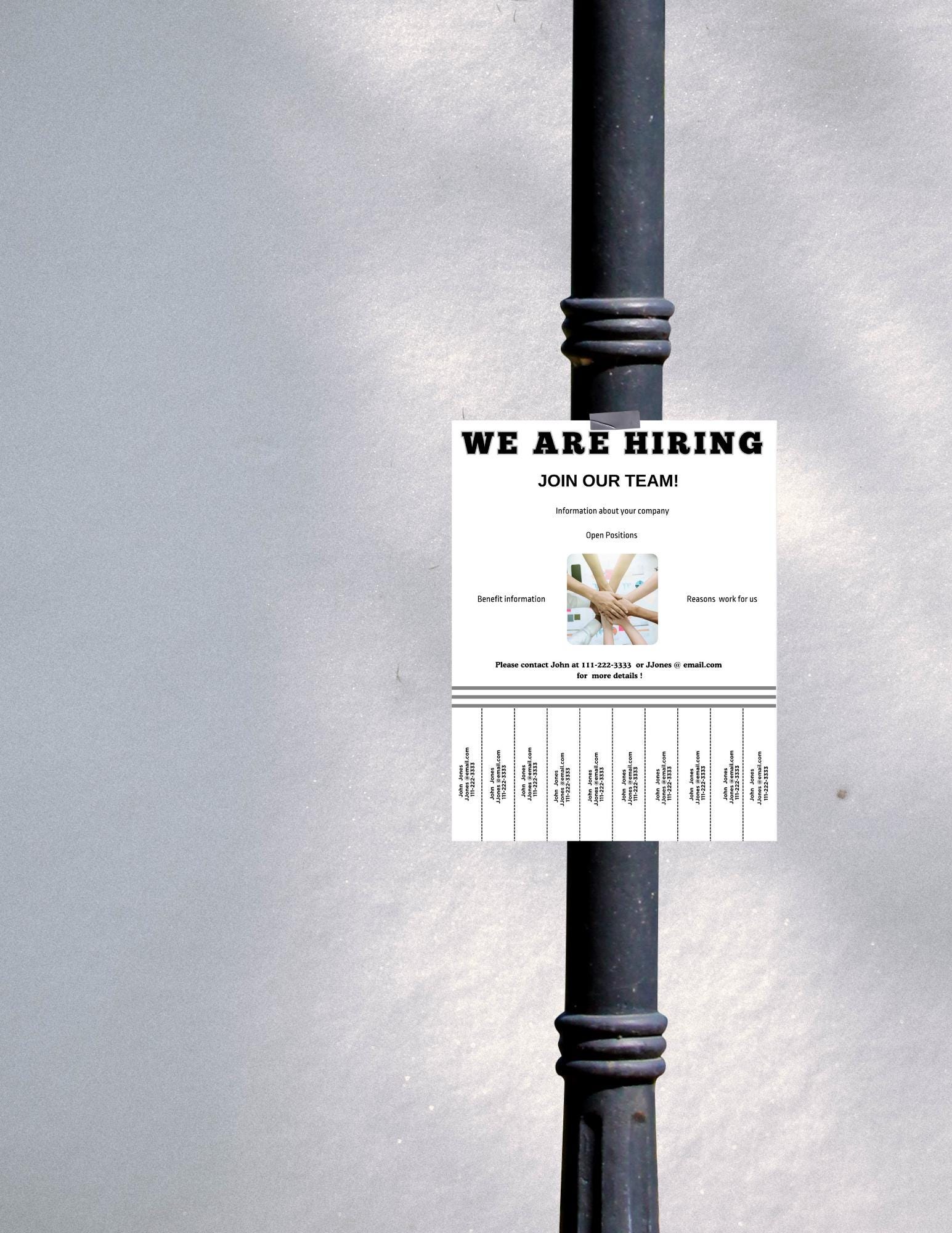We Are Hiring Flyer,tear Away Job Advertisement, Hiring Staff Flyer ...