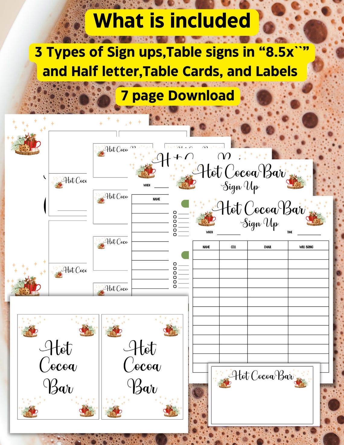 Hot Cocoa Bar Kit,printable Hot Chocolate Party, Ultimate Hot Cocoa Bar ...
