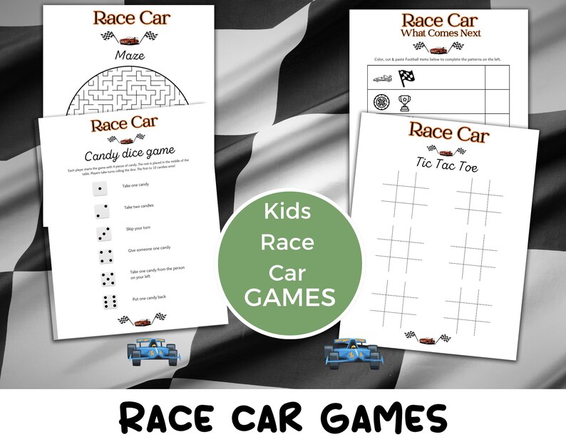 Kids Race Car Games, Kid's Race Car Printable,race Party Games, Race ...
