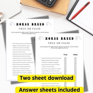 Horse Breed True or False Game,horse Breed Trivia Game, Equine Breeds ...