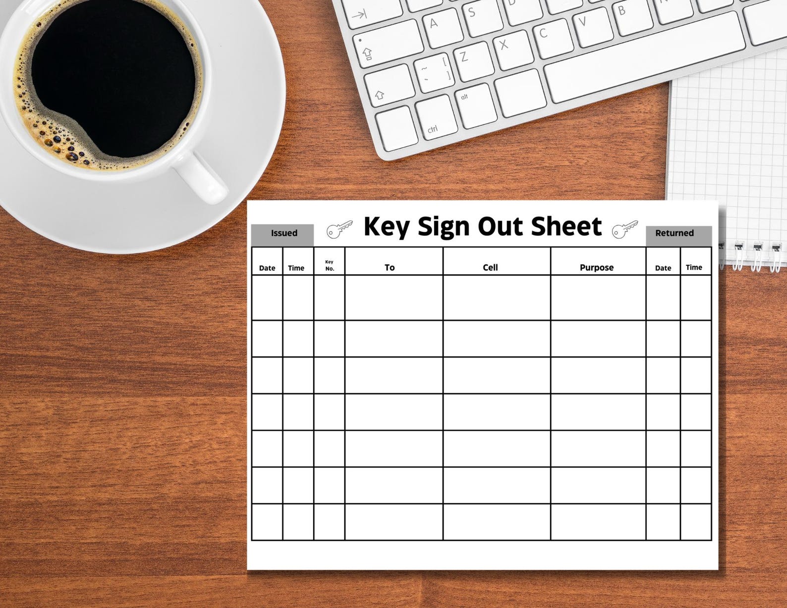 Printable Key Sign Out Sheet,key Log Template,key Sign Out Sheet ...