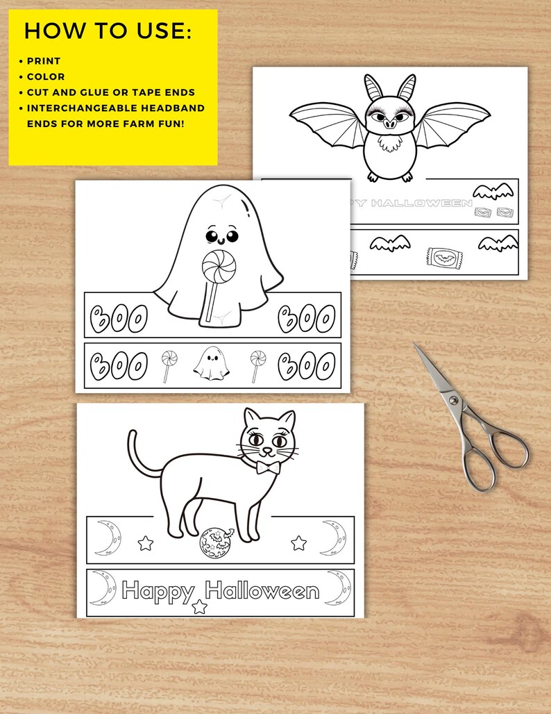 Halloween Hat Paper Crown,halloween Craft, Kids Crown Coloring Craft ...