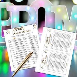 High School Prom Fact or Fiction, Prom Night Games, Printable Games for ...