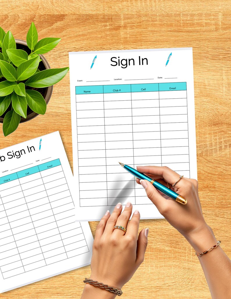 Club Sign-in Sheet: Printable Attendance Roster, Club Sign up Sheet ...