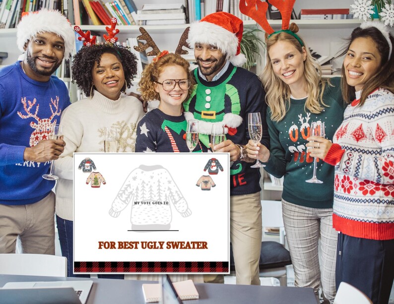 Editable Ugly Sweater Contest Certificate,ugly Christmas Sweater Award ...