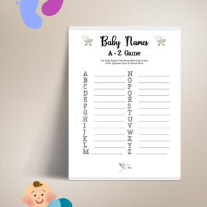 Baby Name Race Game,baby Name Alphabet Game Printable, Baby Name A to Z ...
