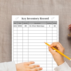 Printable Key Inventory Sheet,master Key List,key Catalog, Key ...