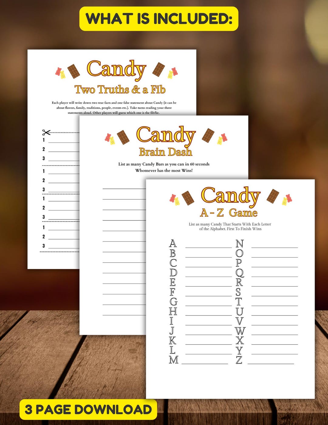 Candy Themed Game Pack,printable Party Games About Candy, Kids ...