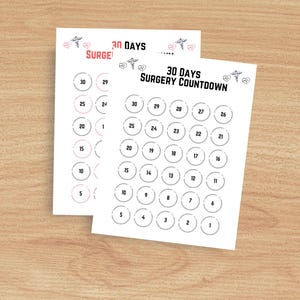 Surgery Countdown Calendar, Operation Countdown. Printable30 Day ...
