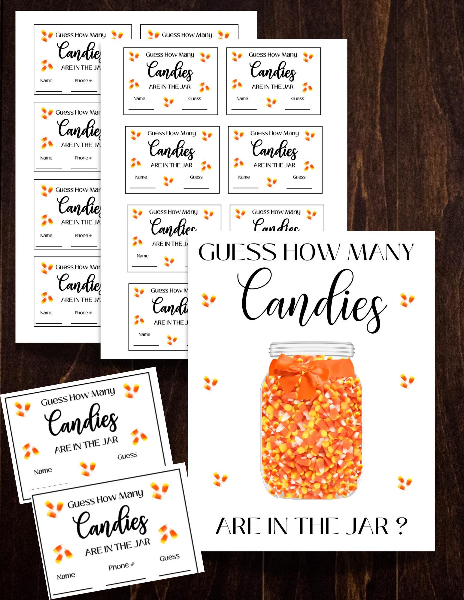 Halloween Candy Guessing Game, Printable Party Raffle, Halloween Guess ...